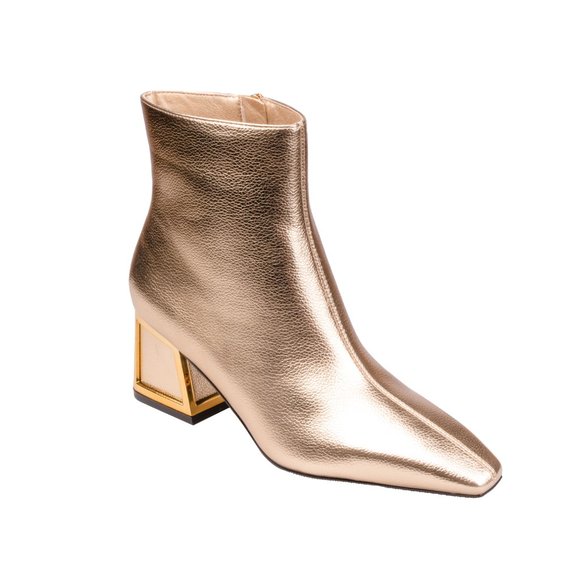 Ninety Union | Shoes | Stylish Modern Womens Gold Leather Ankle Chunky ...
